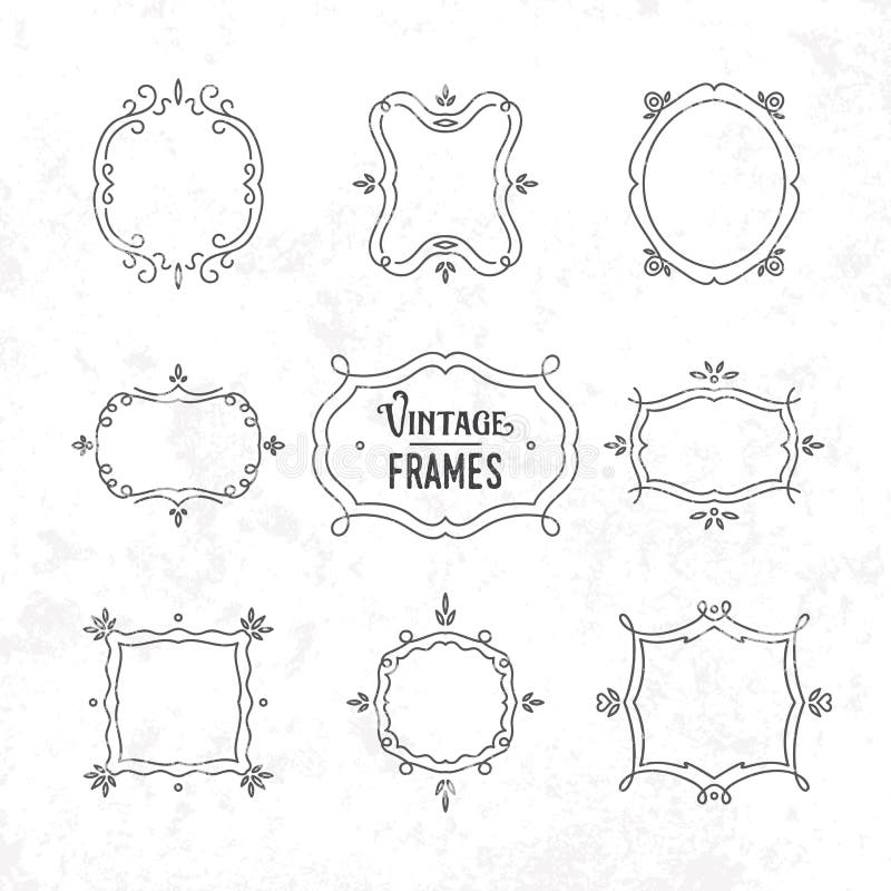 Set of 9 Cute Vintage Frames of Different Orientations and Format Stock ...