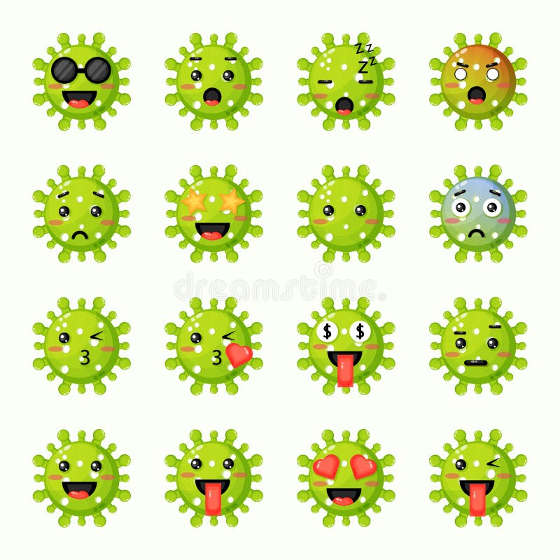 Cute Viruses Collection on White Vector Illustration Stock Vector ...