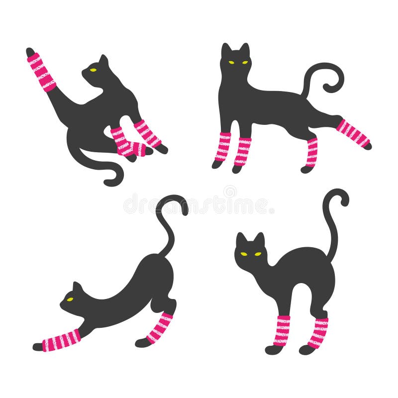 Set of Cute Working Out Cats. Vector Fitness Illustration Stock Vector ...