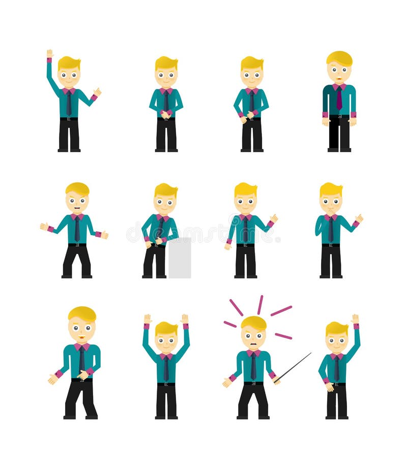 Set of Cute Young Businessmen Character Poses Stock Vector ...