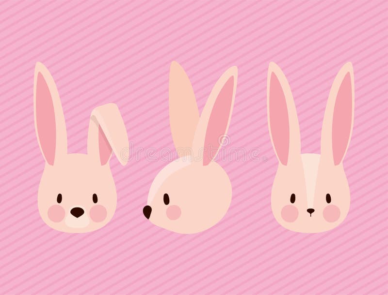 Set of cutes pink rabbits stock vector. Illustration of bunny - 210352914