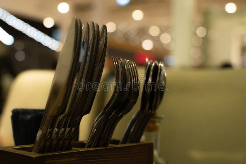 A Set of Cutlery with Stacked Knifes, Forks, Spoons Stock Photo - Image ...