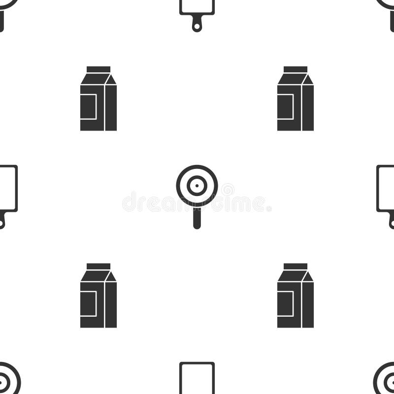 Set Cutting Board, Lollipop and Paper Package for Milk on Seamless ...