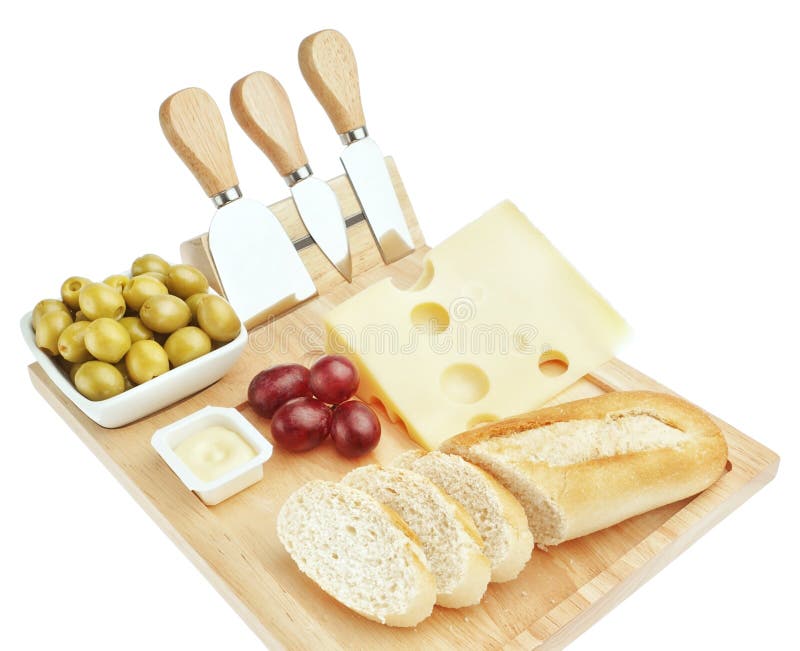 Set for Cutting Cheese and Snacks for Wine. Stock Image - Image of ...