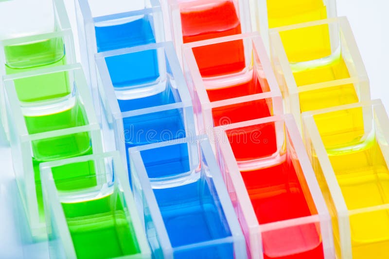 Set of Cuvettes with Color Liquid Stock Photo - Image of electro ...