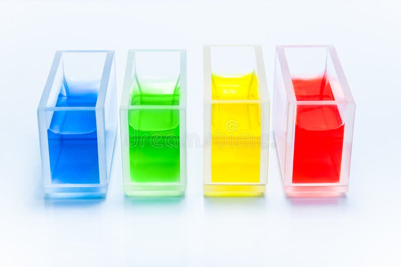 Set of Cuvettes with Color Liquid Stock Image - Image of bottle ...