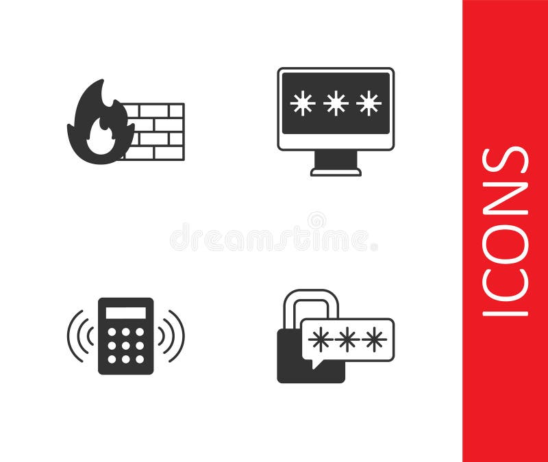 Set Cyber Security, Firewall, Wall, Security Keypad Access Panel and ...