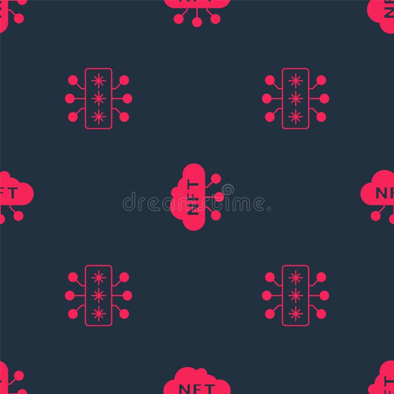 Set Cyber Security and NFT Cloud on Seamless Pattern. Vector Stock ...