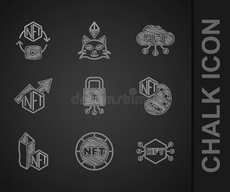 Set Cyber Security, NFT Digital Crypto Art, Growth Bar Chart, Cloud and ...