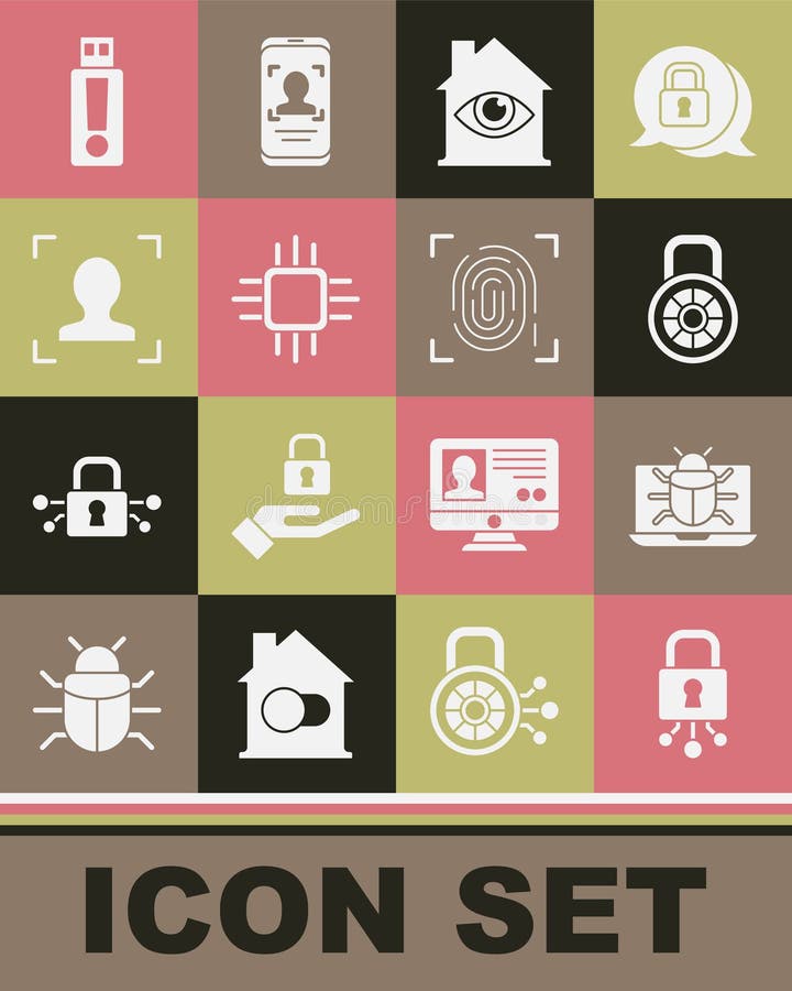 Set Cyber Security, System Bug on Monitor, Safe Combination Lock, House ... Set Cyber Security, System Bug on Monitor, Safe Combination Lock, House ...