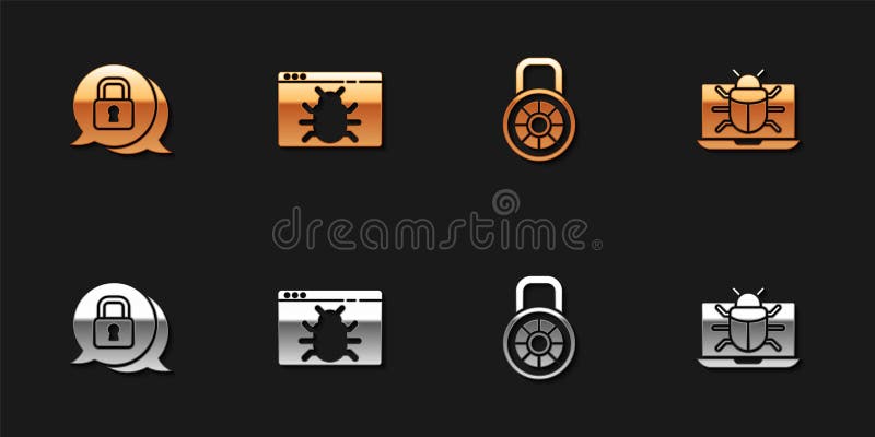 Set Cyber Security System Bug Safe Kombination Lock Und Monitor Symbol ... Set Cyber Security System Bug Safe Kombination Lock Und Monitor Symbol ...