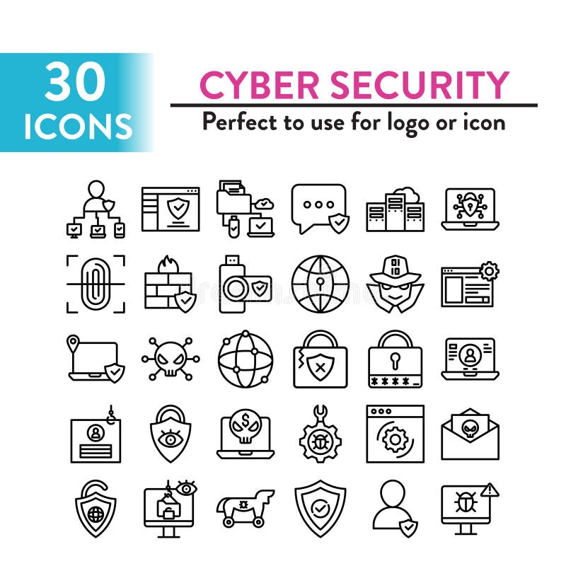 Set of 40 Cyber Security Web Icons in Line Style. Very Suitable for ...