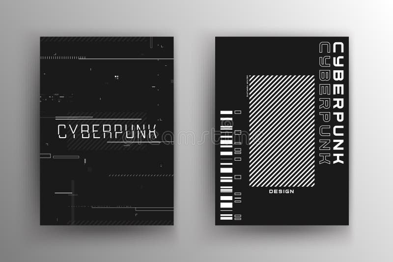 Set of Cyberpunk Futuristic Poster Set. Modern Cyberpunk Design for Web ...