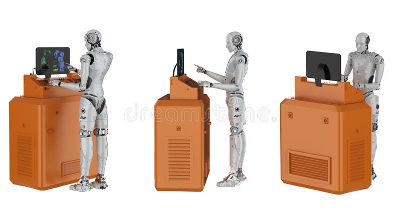 Cyborg control isolated stock illustration. Illustration of android ...