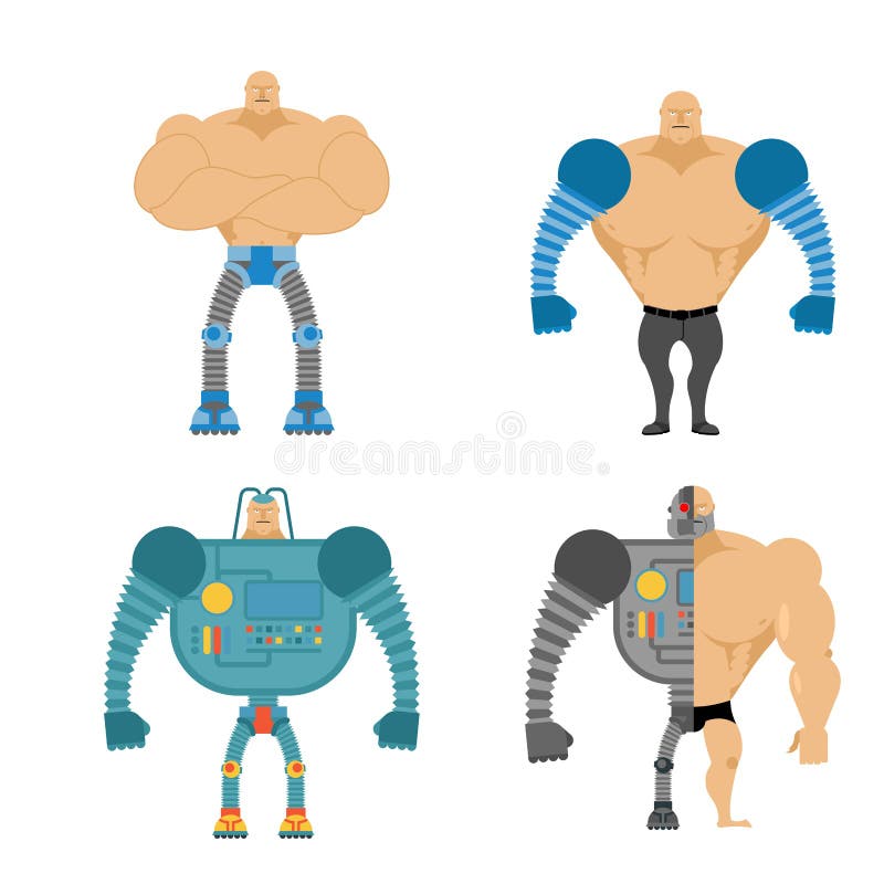 People With Bionic Limbs Fitness Exercising Vector Stock Vector Illustration Of Characters