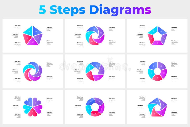 Set of Cycle Five Step Diagrams, Ideal for Business Plans, Process ...