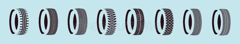 Set of Cycle Tyre Mark Cartoon Icon Design Template with Various Models ...