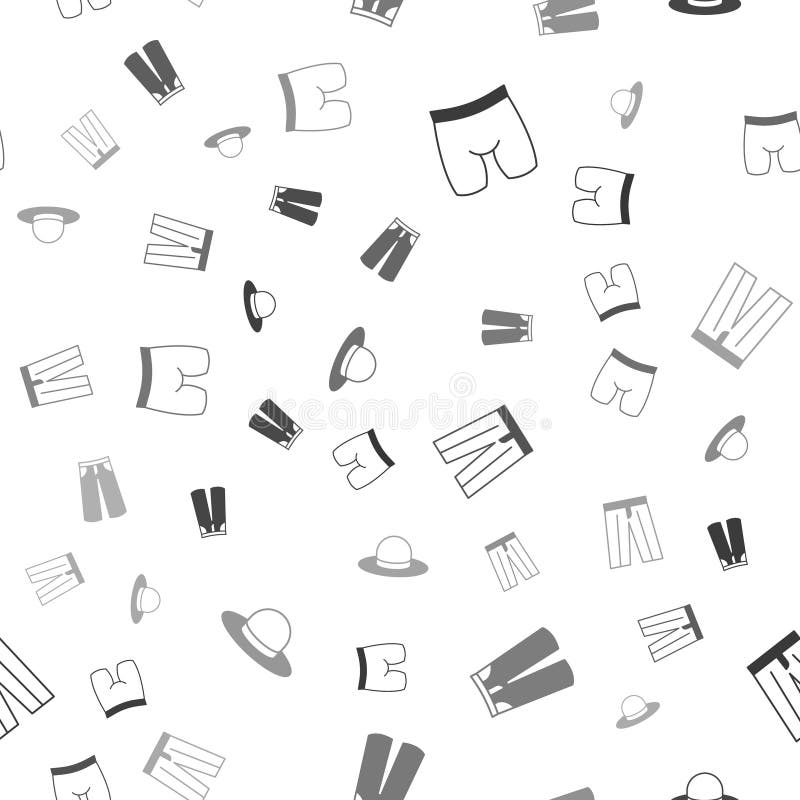 Set Cycling Shorts, Pants, and Man Hat on Seamless Pattern. Vector ...