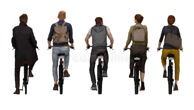 Set Cyclists Top View Isolated on White Stock Illustration ...