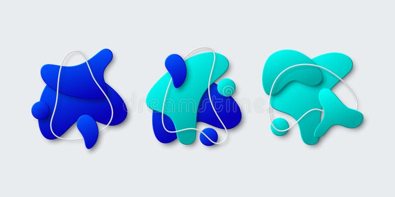 Set of 3d Abstract Geometric Liquid Shapes. Stock Vector - Illustration ...