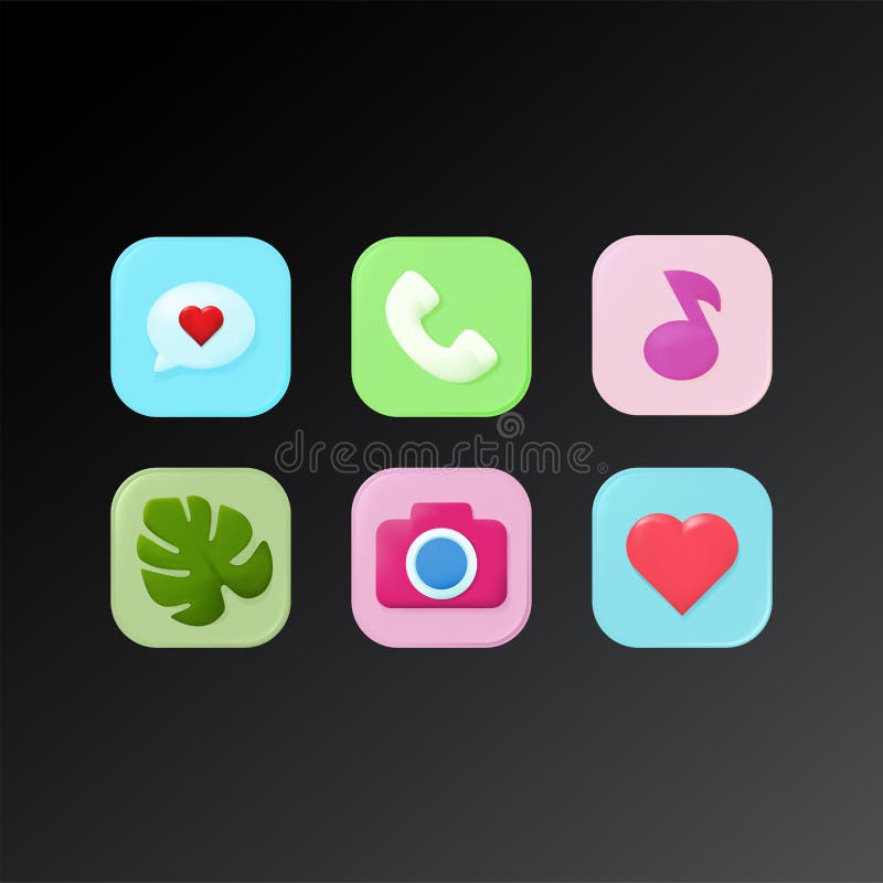 Set of 3D App Icon Smart Phone Vector Design Template Stock Vector ...