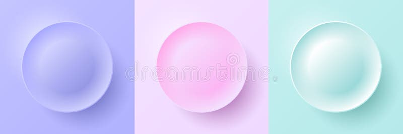 Set of 3D Badges Pastel Colors Circles Shapes Embossed Elements Minimal ...