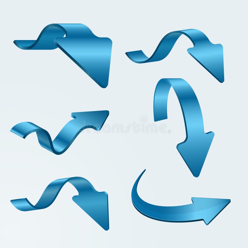 Set of 3D blue arrows stock vector. Illustration of drop - 30731571