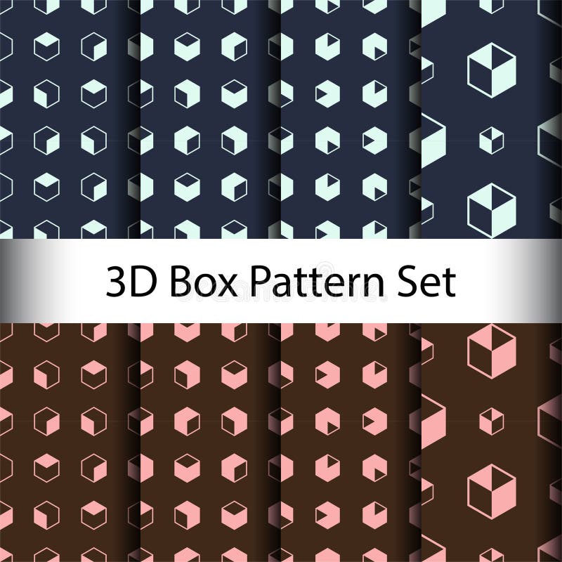 Set of 3D Box Seamless Pattern Background Stock Vector - Illustration ...