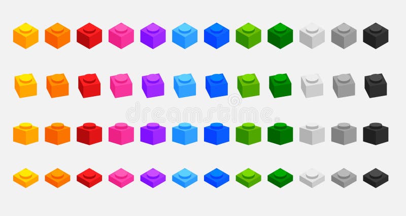 Set of 3d Building Blocks Bricks in Many Colors Stock Vector ...