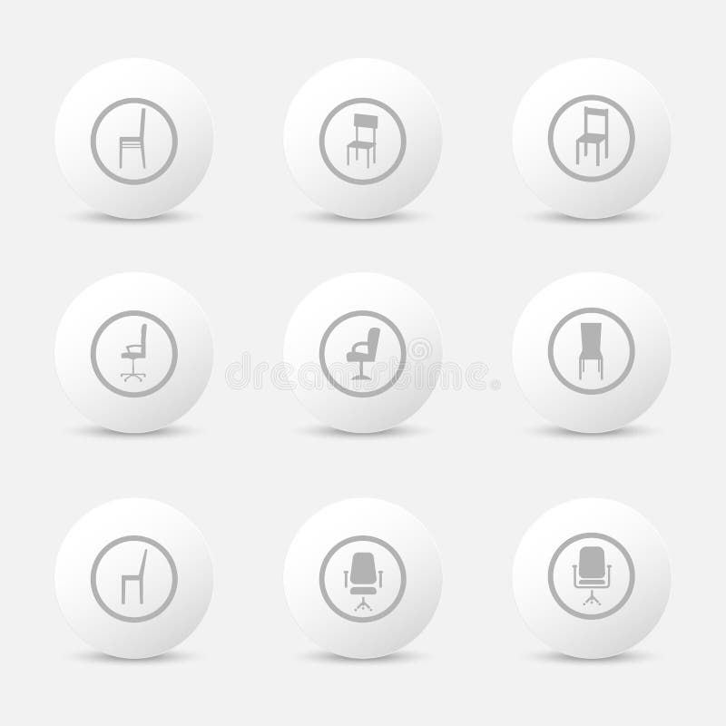 Set of 3d Chair or Arm Chair Icons. Vector Stock Illustration ...