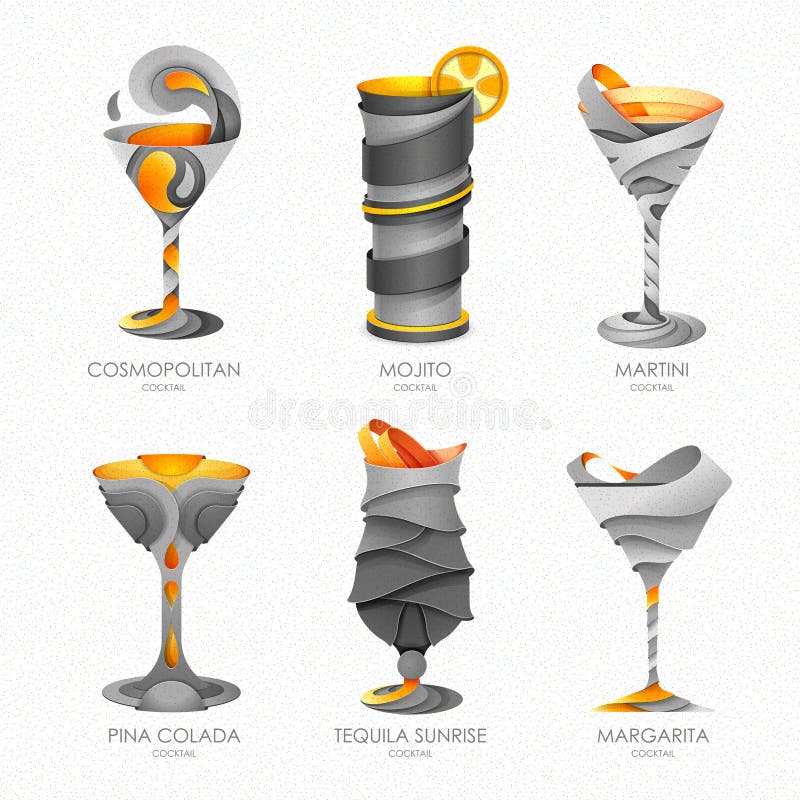 Cocktails Set of Design Elements Stock Vector - Illustration of ...