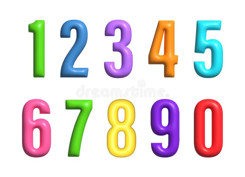 A Set of Colored Numbers. Cute Numbers Stock Vector - Illustration of ...