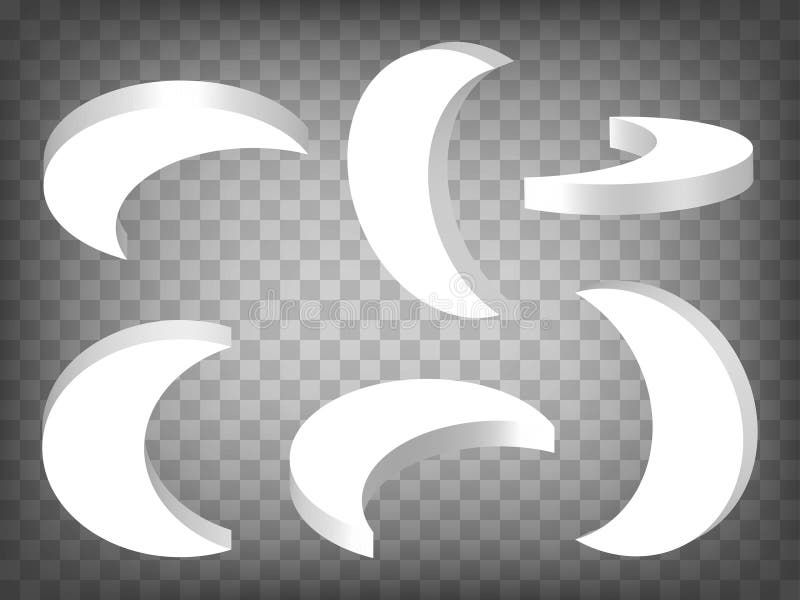 Set of 3d Crescent Sign on Transparent Background. Crescent Sign 3d ...