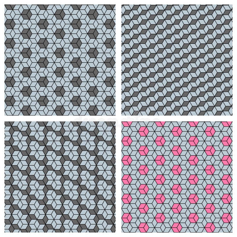 Set of 3d Cube Seamless Patterns Stock Vector - Illustration of ...