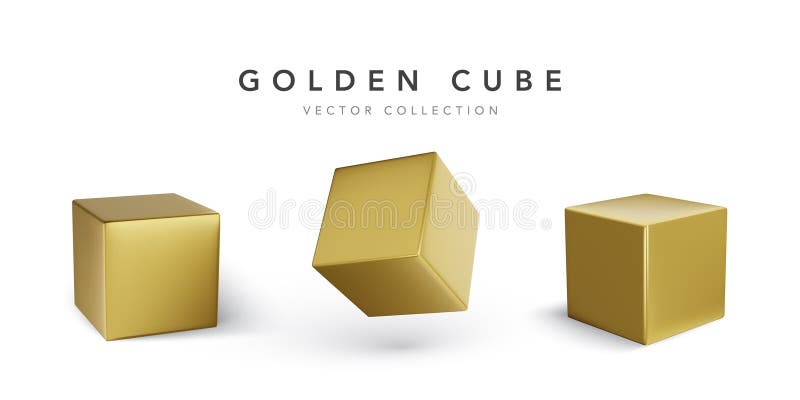 Set of 3d Cubes with Shadow. Golden Blocks. Vector Illustration Stock ...