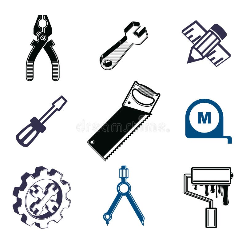 Set of 3d Detailed Tools, Repair Theme Vector Stylized Graphic Stock ...
