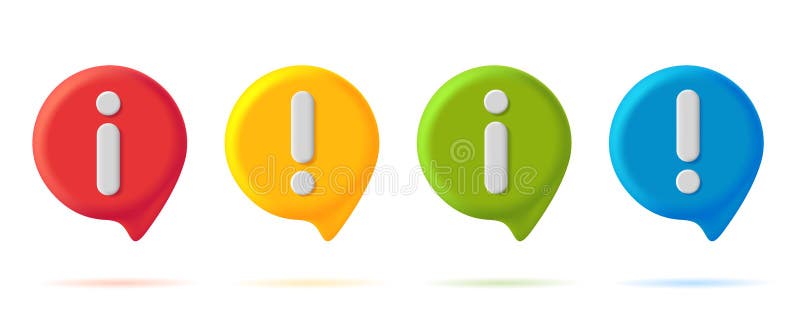 Set of 3d Digital Icons with Info and Warning Notification Sign in ...