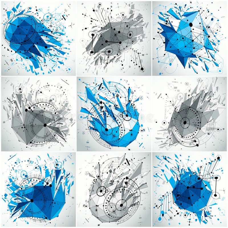 Technical Abstraction Created in Low Poly Style. Engineering Draft for ...