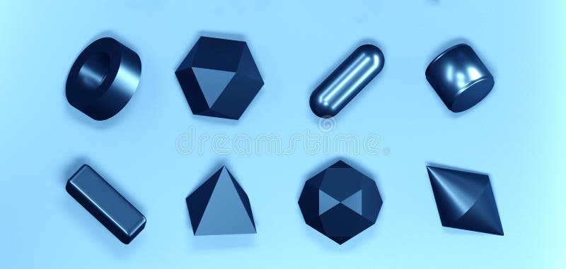 Set of 3d Geometric Shapes Objects. Realistic Geometry Elements ...
