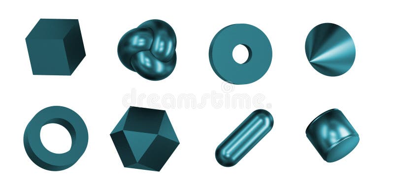 Set of 3d Geometric Shapes Objects. Realistic Geometry Elements ...