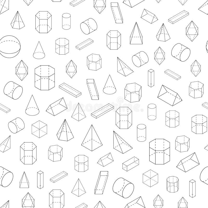 Set of 3D Geometric Shapes. Seamless Pattern. Stock Vector ...