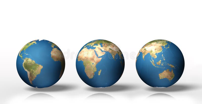 Set of 3D Globe Showing Earth with All Continents Stock Illustration ...