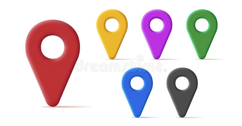 Set of 3d Icons of Gps or Geo Tag Symbol in Different Colors Stock ...