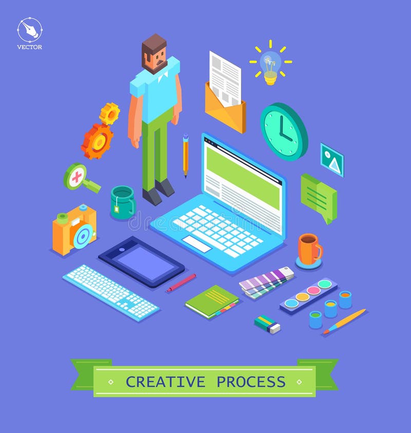 Digital Lecture Web Conference Wi-fi Flat Isometric Vector 3d Stock ...