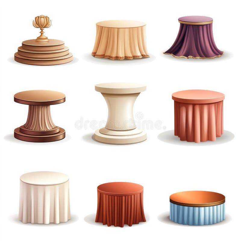 Set of 3d Isometric Round Table Icons. Vector Illustration Stock ...