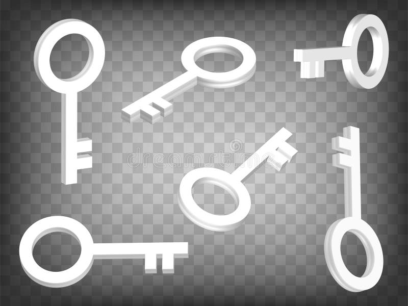 Set of 3d Key on Transparent Background. Key 3d Icon Illustration with ...