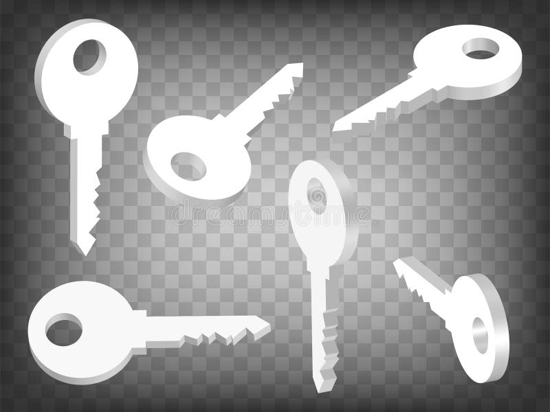Set of 3d Key on Transparent Background. Key 3d Icon Illustration with ...