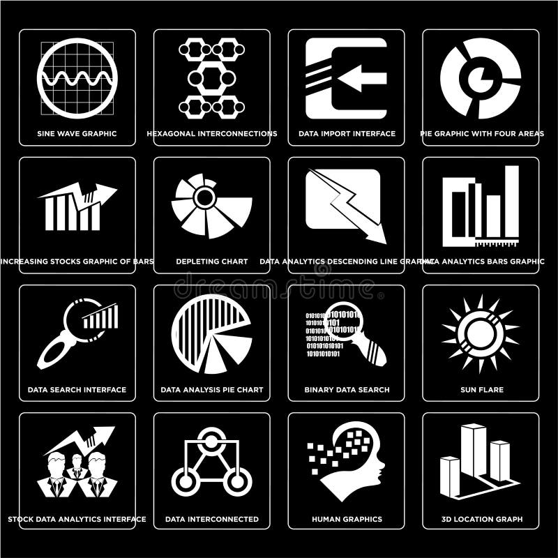 Set of 3D Location Graph, Human Graphics, Stock Data Analytics ...