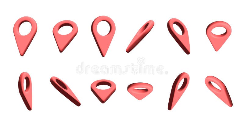 Set of 3D Map Pin Location Icons Stock Vector - Illustration of travel ...