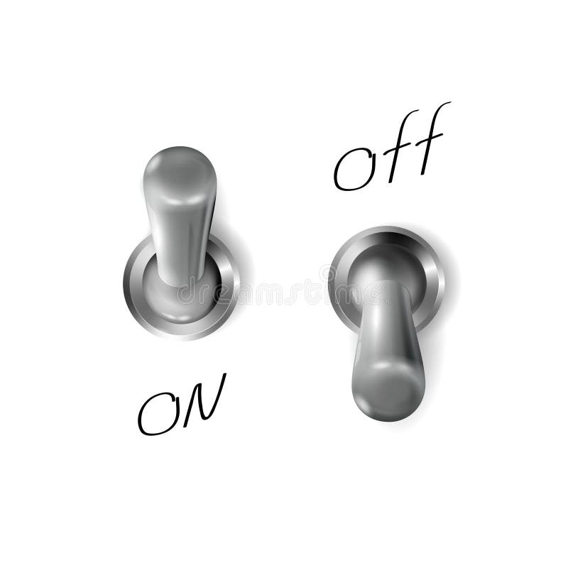 Set 3d Metal Toggle Switches, Realistic Chrome Objects. the on and Off ...